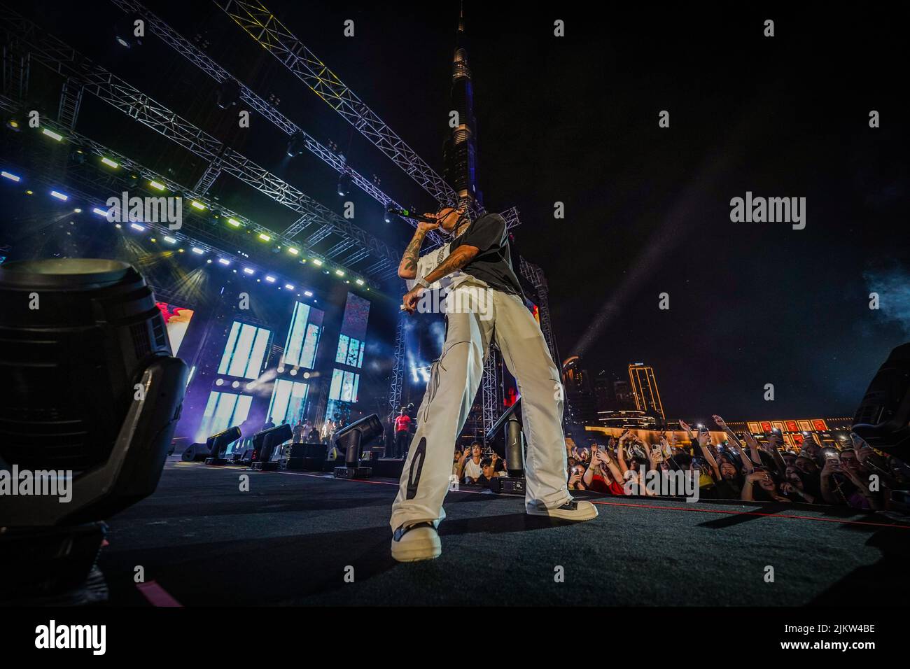 A famous American rapper Tyga performing at the festival in Dubai ...