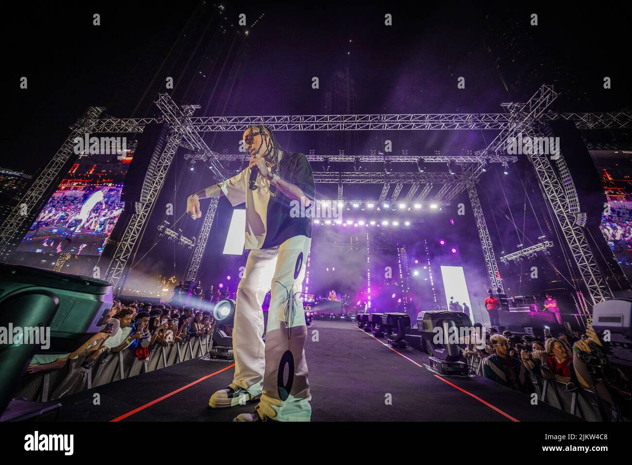A famous American rapper Tyga performing at the festival in Dubai ...