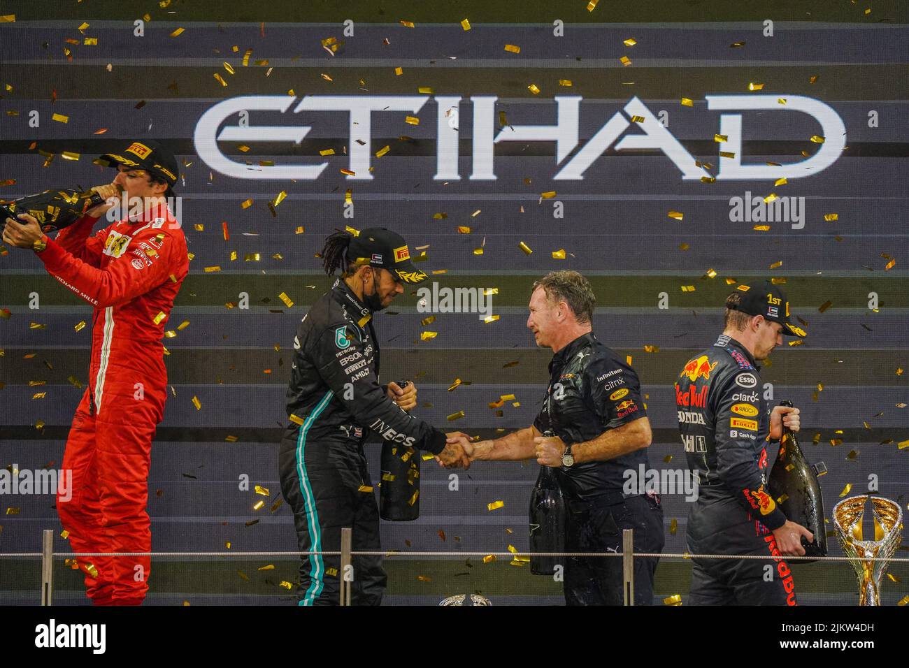 The famous Max Verstappen winning Formula 1 Grand Prix, Abu Dhabi Final 2021, UAE Stock Photo ...