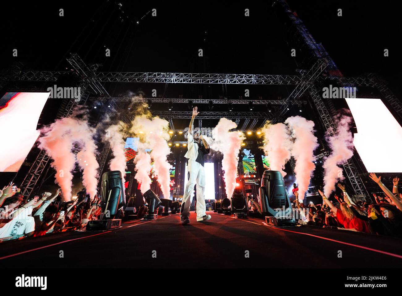 A famous American rapper Tyga performing at the festival in Dubai ...