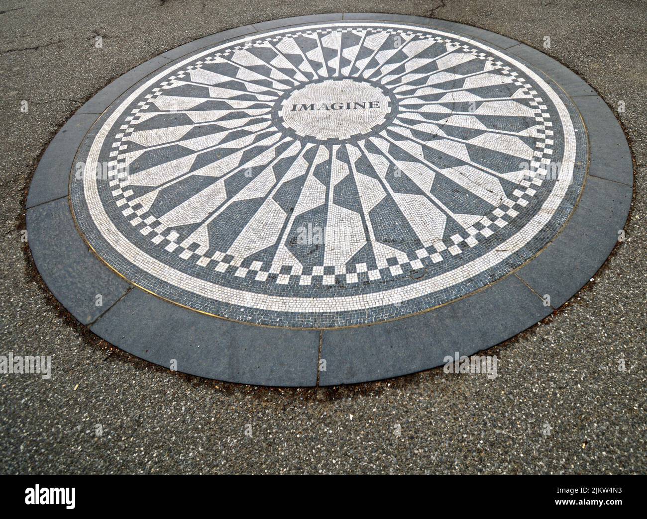 A ground mural for the memorial of John Lennon in New York, Manhattan ...