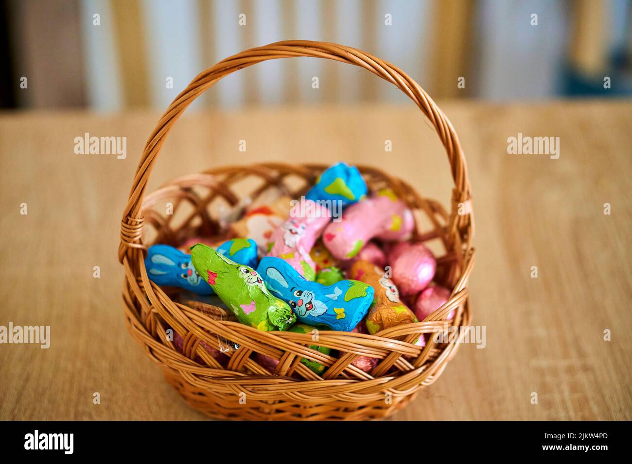 The Favorina brand small Easter chocolate bunnies packed in foil in a ...