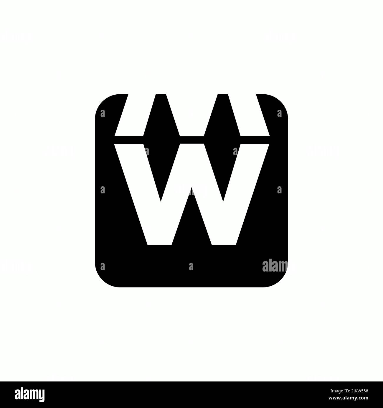 The letters W and M in the black square with the white background ...
