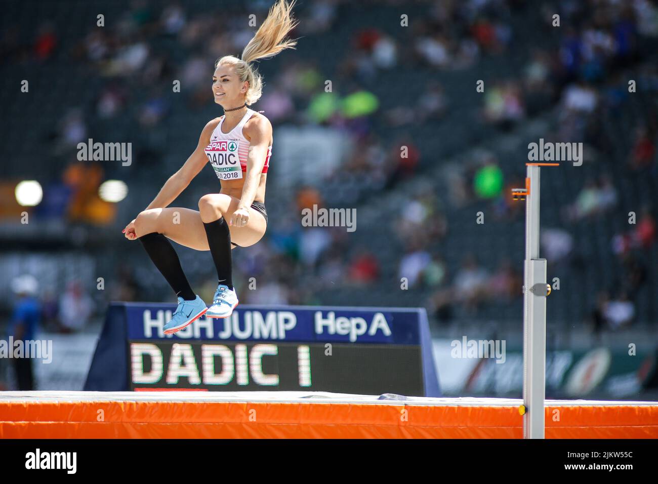 Ivona Dadic participating in the high jump at the European Athletics ...