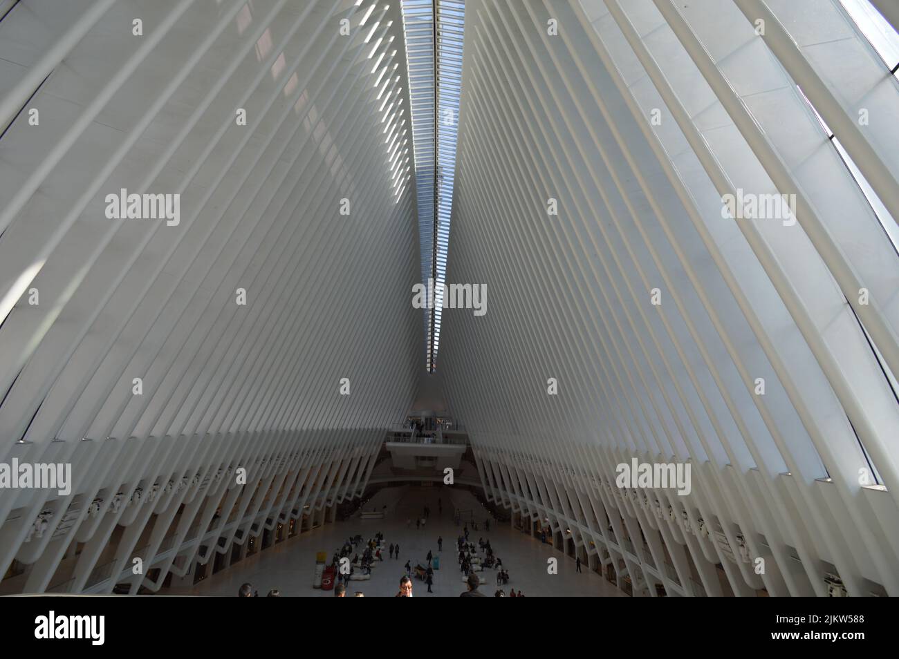 A beautiful shot of the World Trade Center ceiling in New York, USA ...