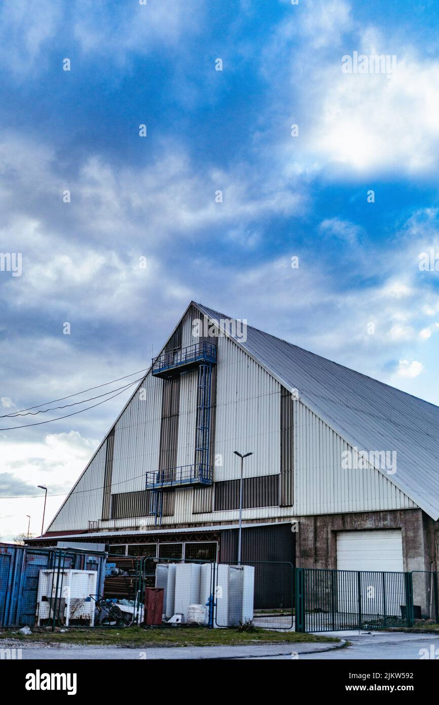 A closeup of a white building with a blue sky background Stock Photo ...