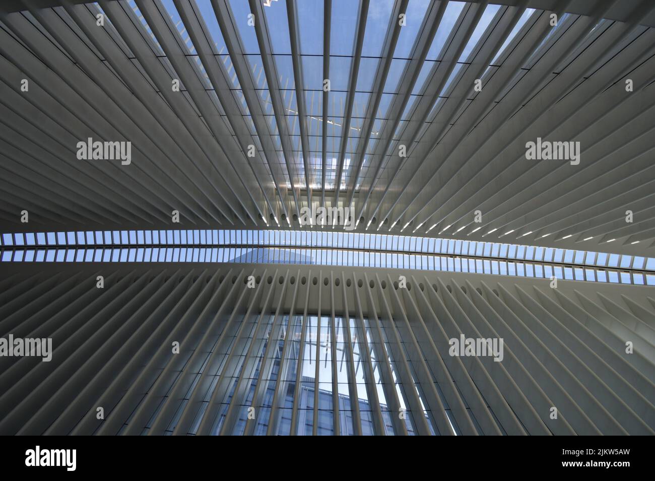 A low angle of the World Trade Center ceiling in New York, USA Stock ...