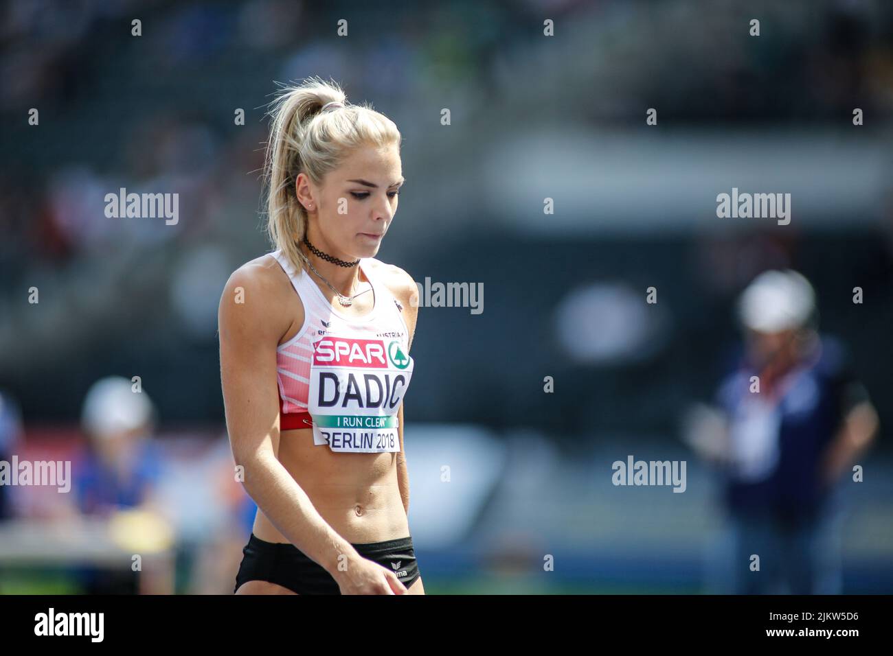 Ivona Dadic participating in the high jump at the European Athletics ...