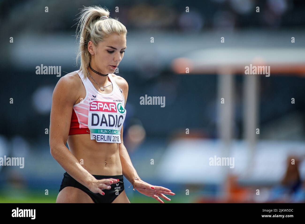 Ivona Dadic participating in the high jump at the European Athletics ...
