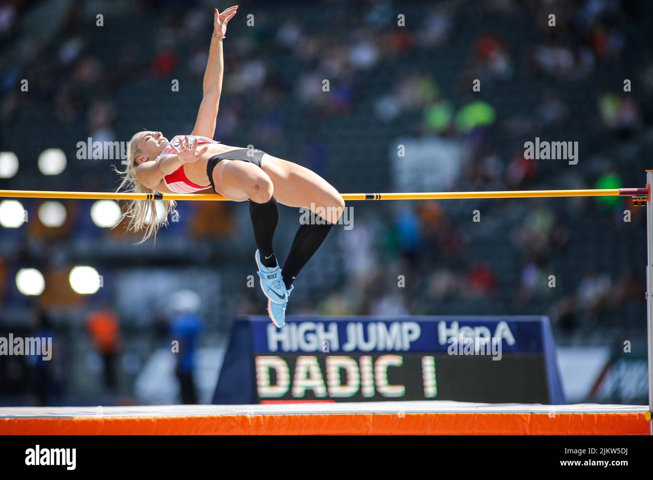 Ivona Dadic participating in the high jump at the European Athletics ...