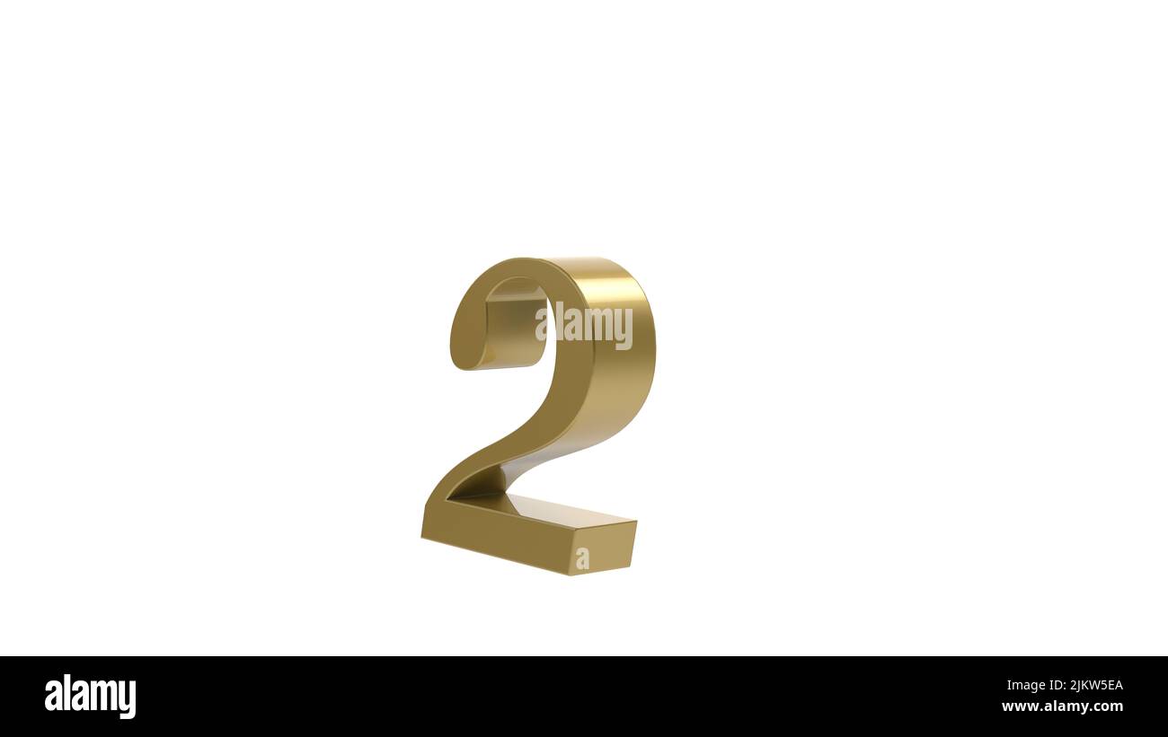 gold 2 two number 3d illustration render Stock Photo - Alamy