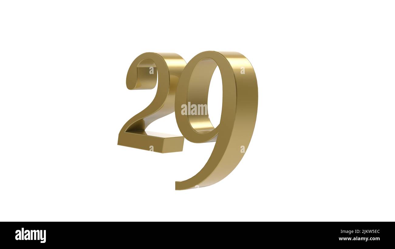 gold 29 number 3d illustration render Stock Photo - Alamy