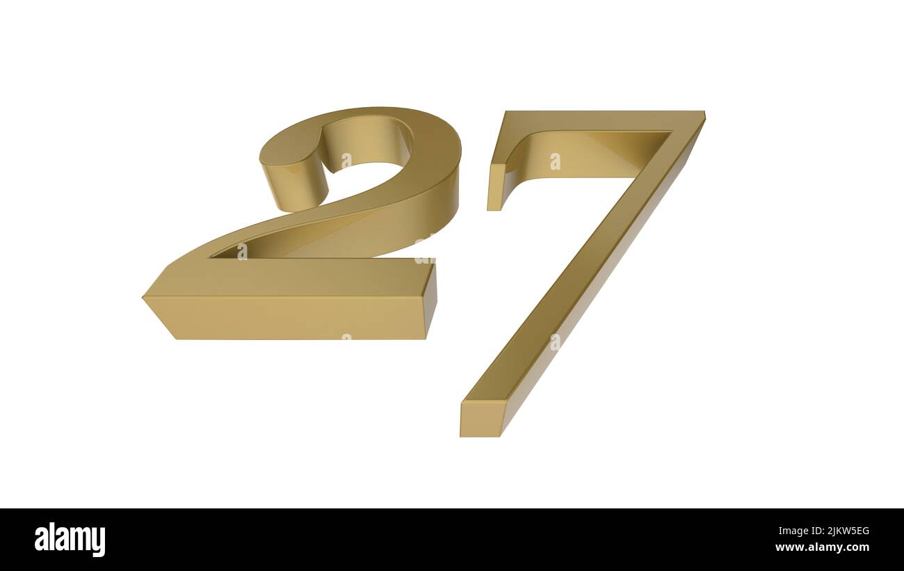 gold 27 number 3d illustration render Stock Photo - Alamy
