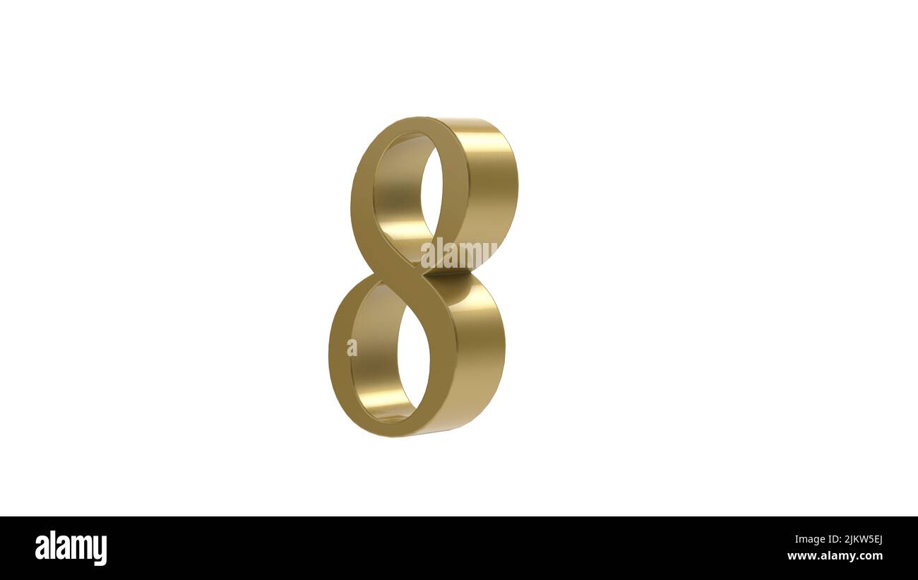 gold 8 number eight 3d illustration render Stock Photo - Alamy