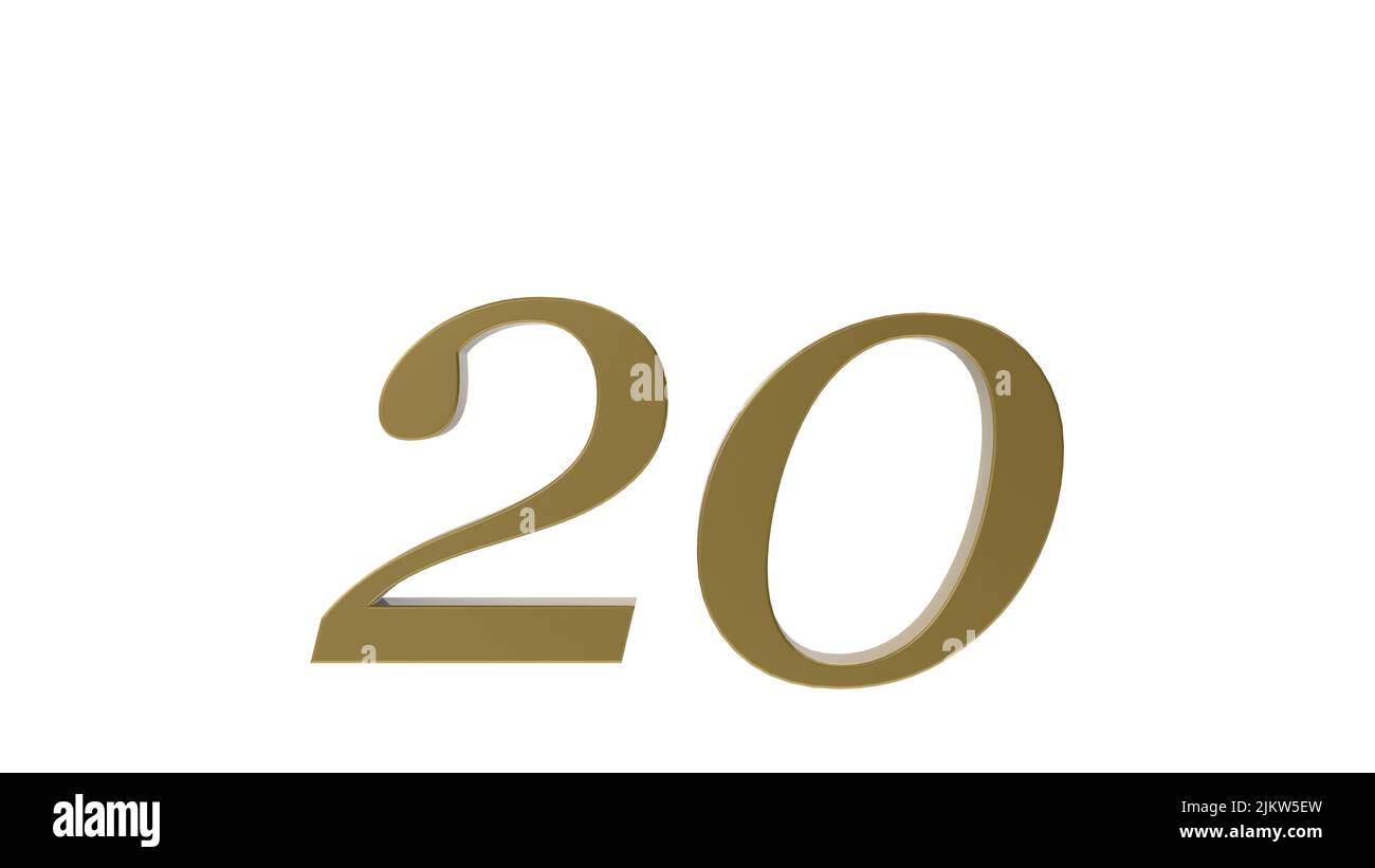 gold number 3d 20 twenty illustration render Stock Photo - Alamy