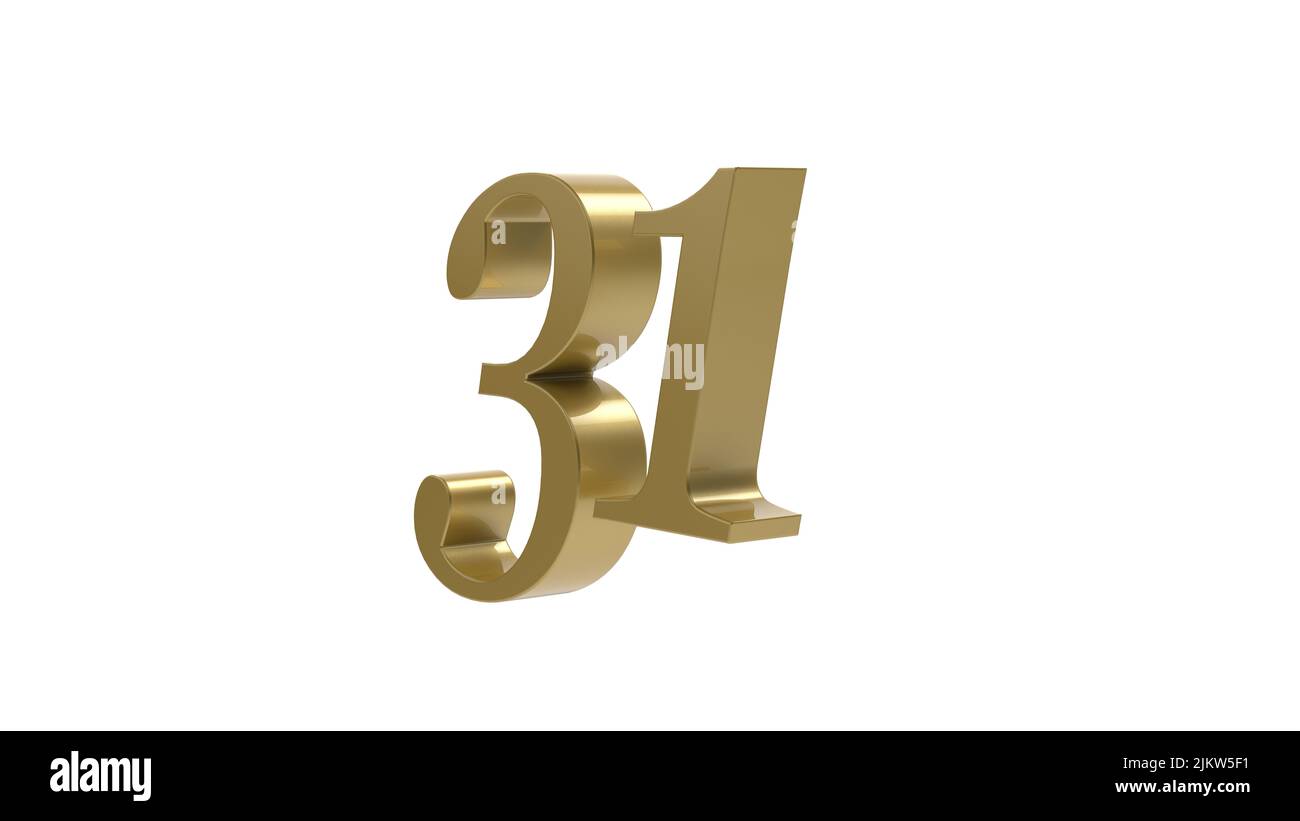 Gold 31 number 3d hi-res stock photography and images - Alamy