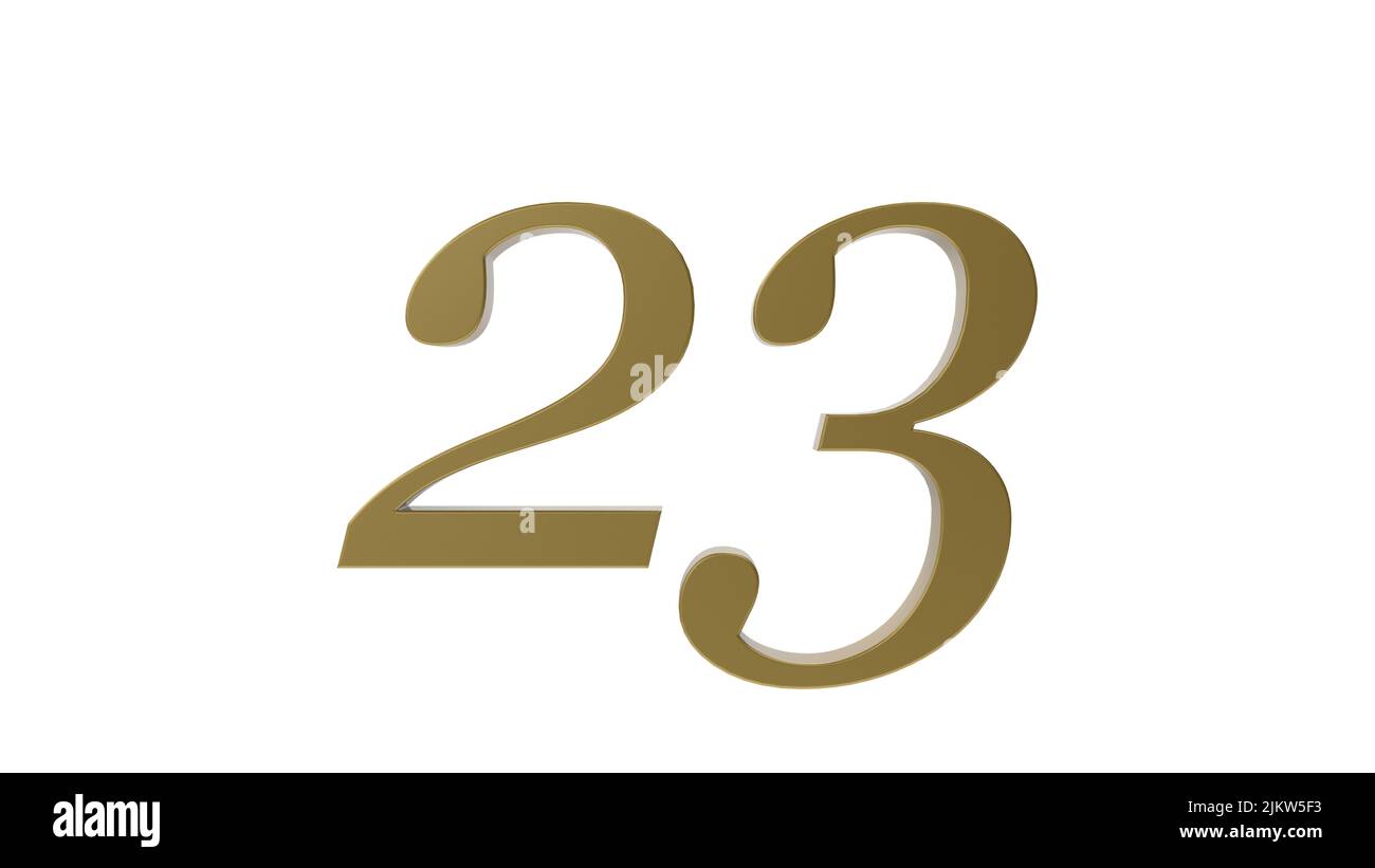gold 23 number 3d illustration render Stock Photo - Alamy