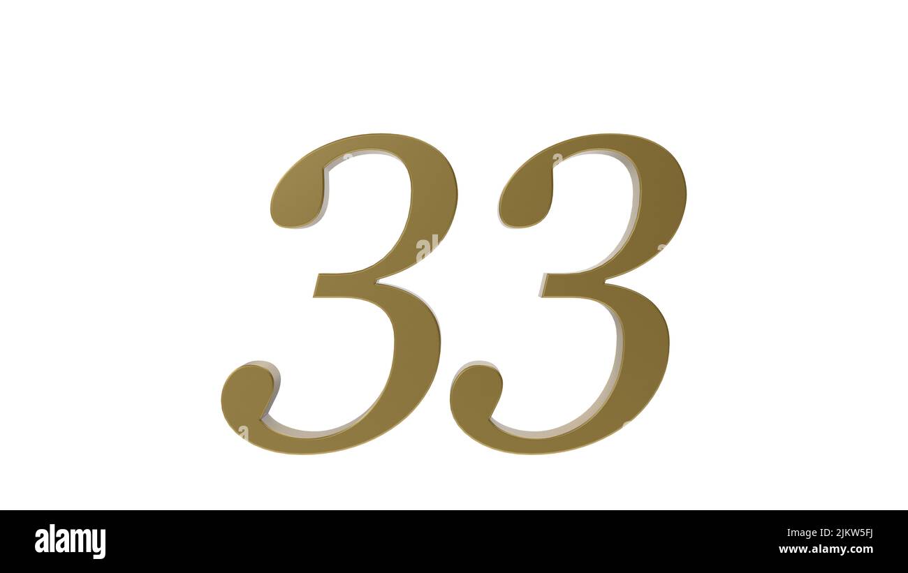 gold 33 number 3d illustration render Stock Photo - Alamy