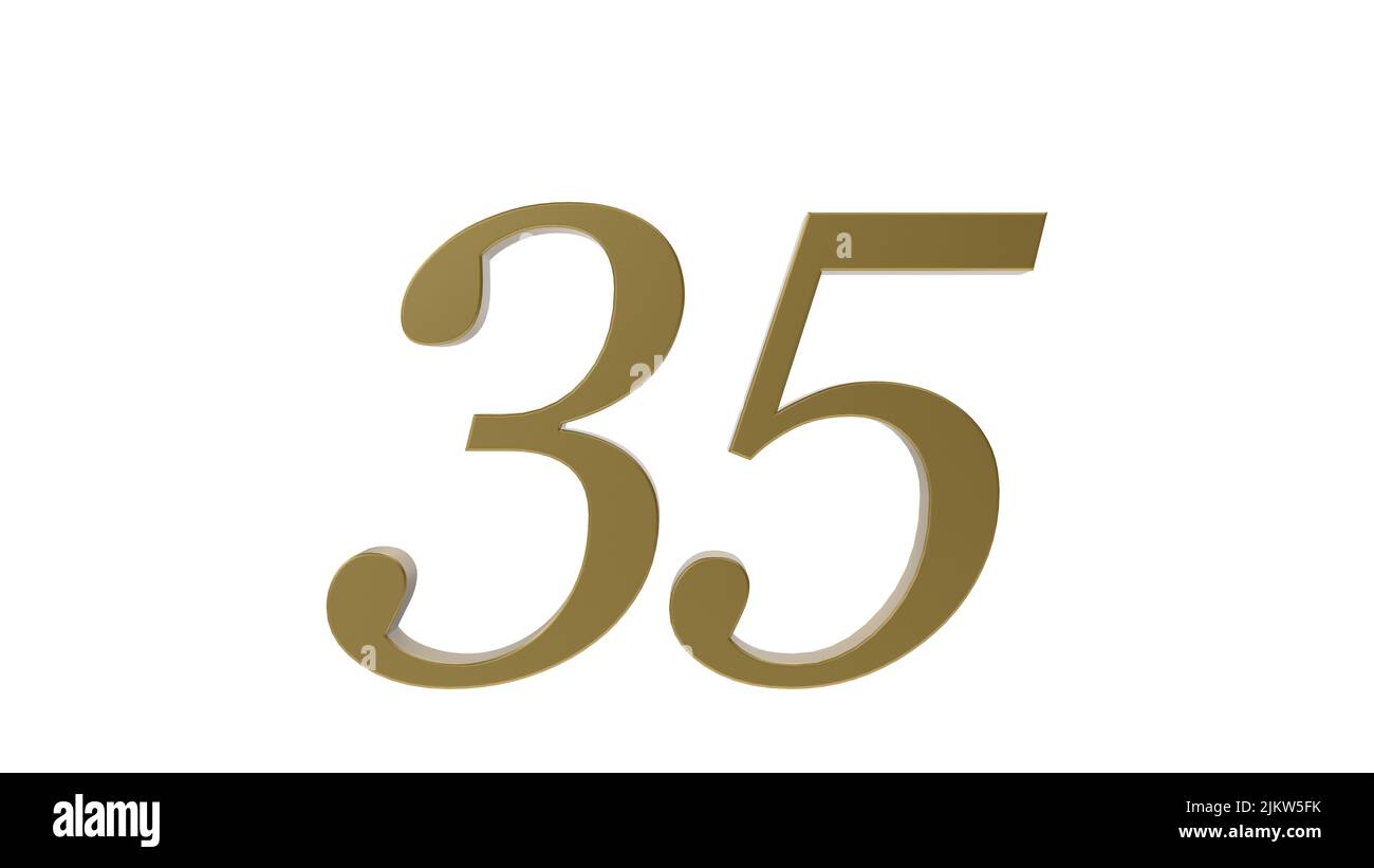 thirty-five gold number 3d illustration render Stock Photo - Alamy