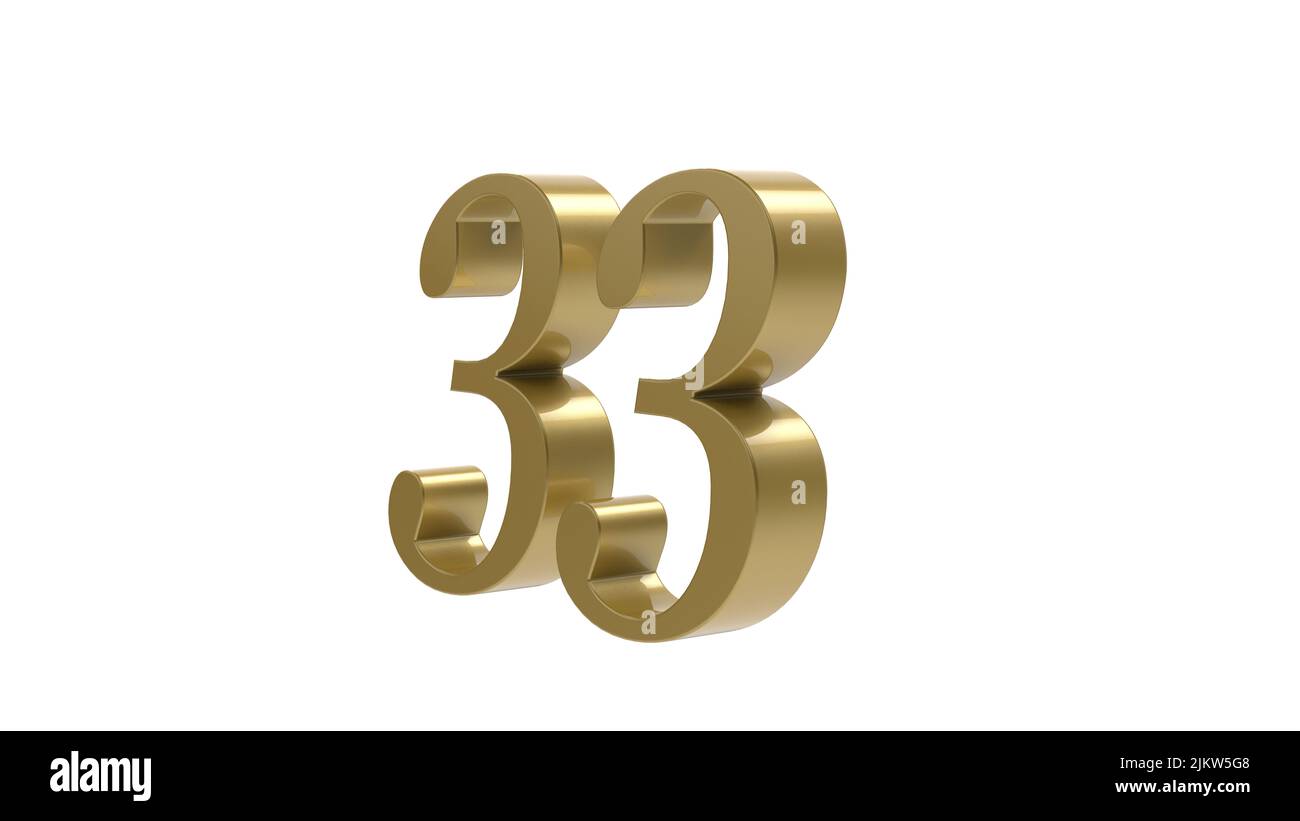 gold 33 number 3d illustration render Stock Photo - Alamy
