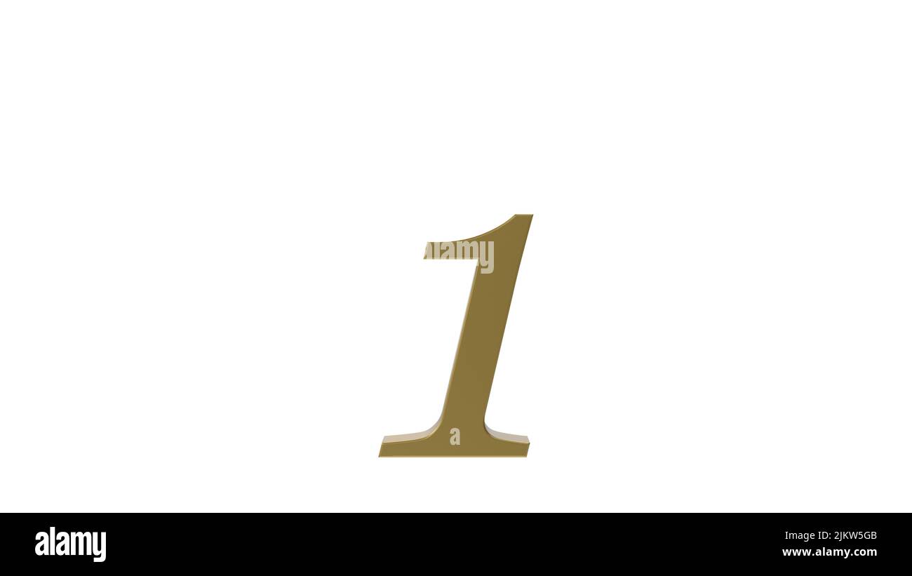 one gold 1 number 3d illustration render Stock Photo - Alamy