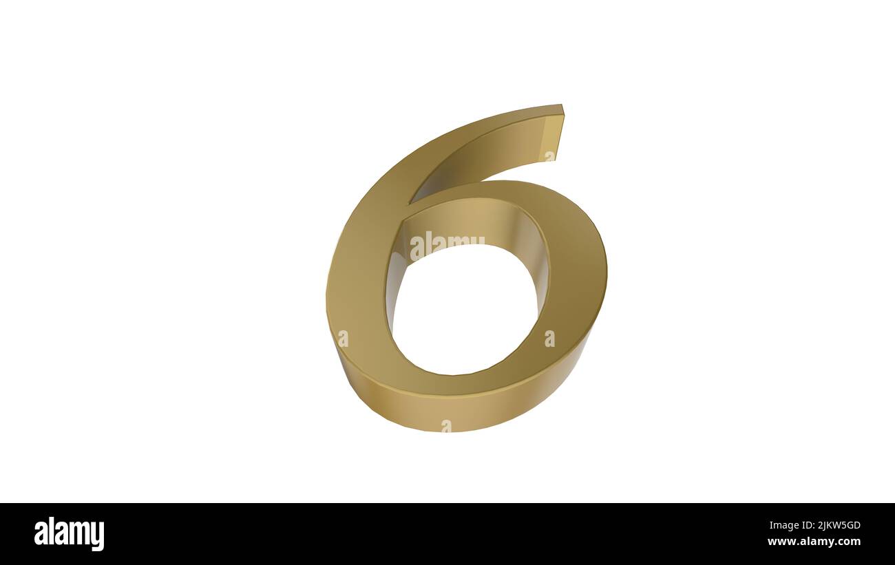 gold 6 six number 3d illustration render Stock Photo - Alamy