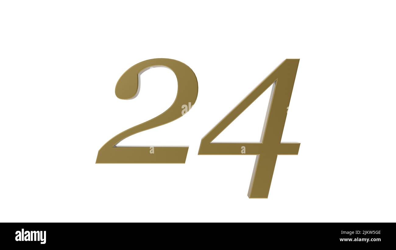 gold 24 number 3d illustration render Stock Photo - Alamy