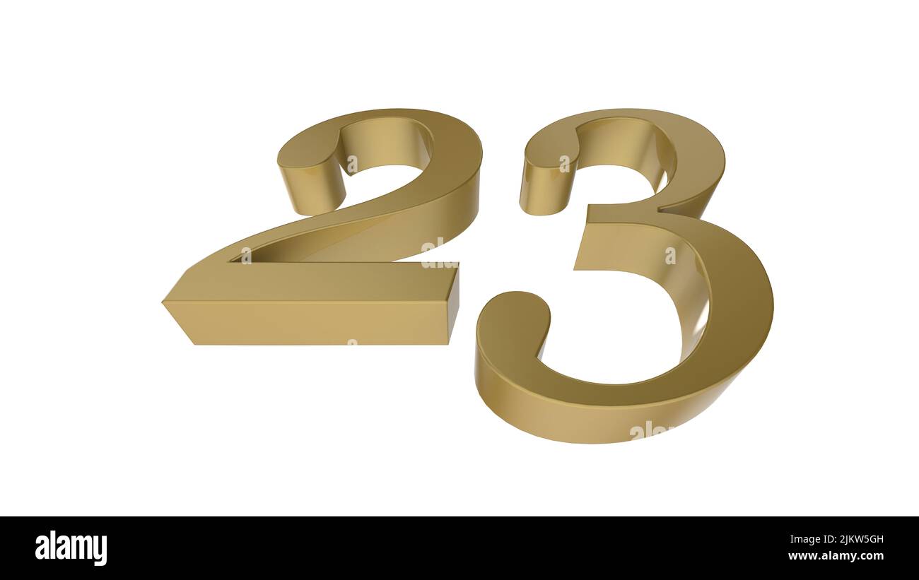gold 23 number 3d illustration render Stock Photo - Alamy