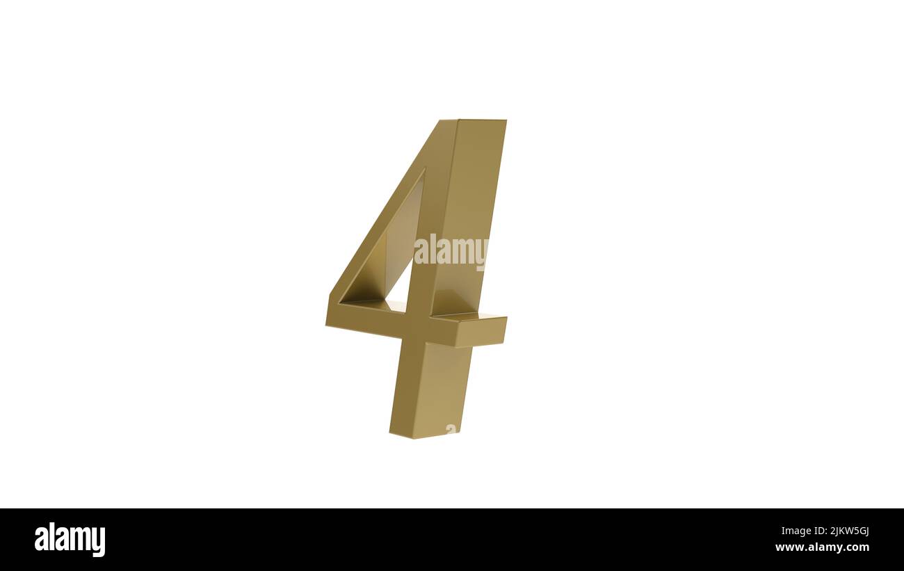 gold four 4 number 3d illustration render Stock Photo - Alamy