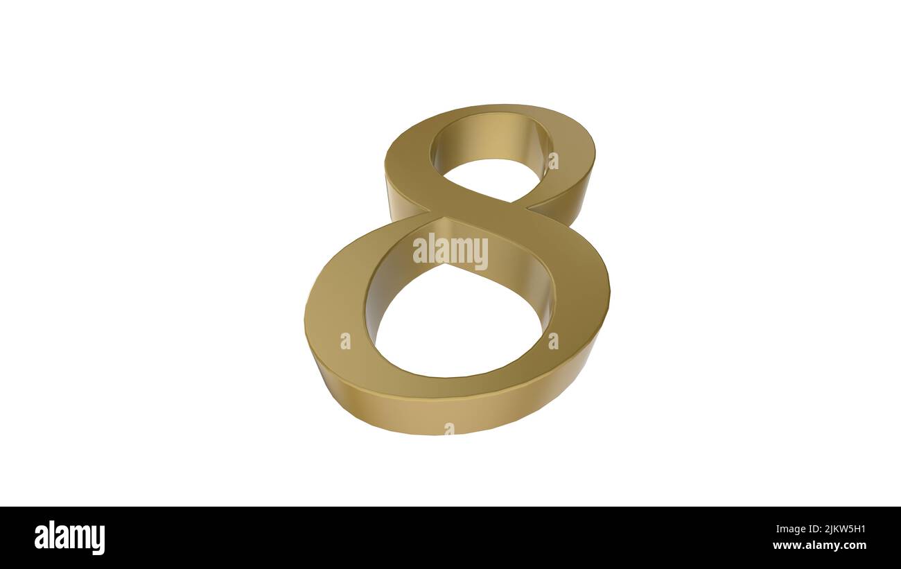 gold 8 number eight 3d illustration render Stock Photo - Alamy