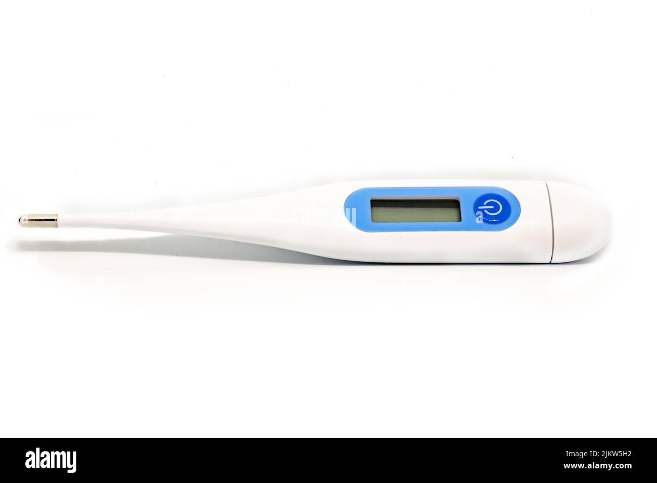 Digital thermometer on white background for measuring body temperature ...