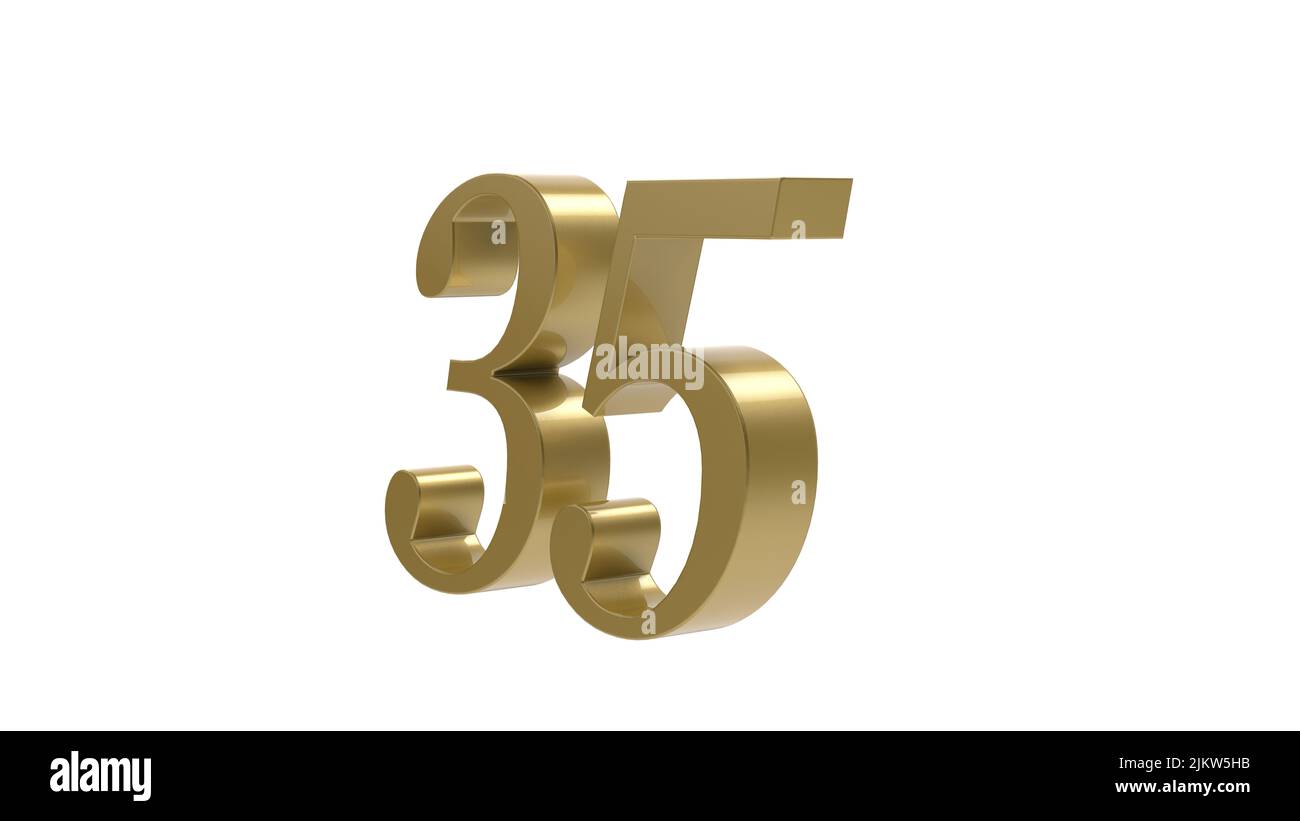 thirty-five gold number 3d illustration render Stock Photo - Alamy