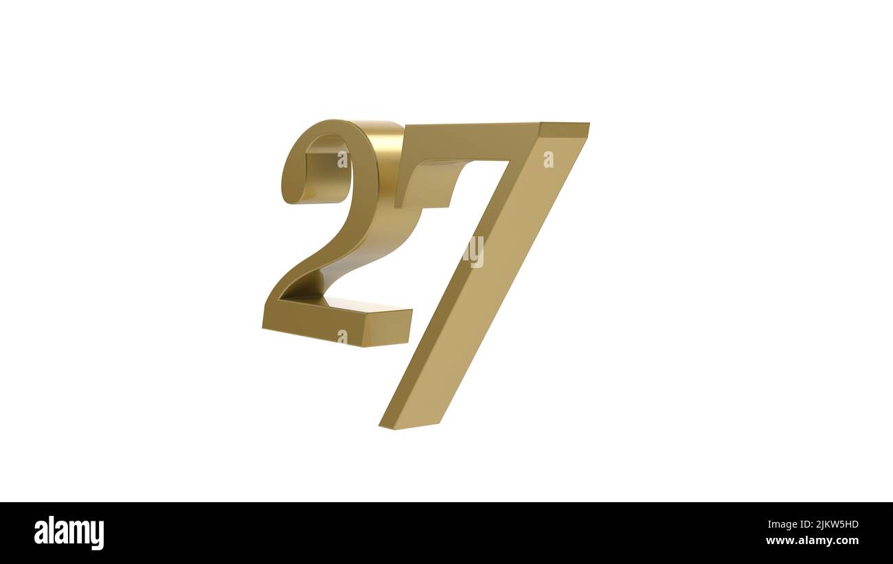 gold 27 number 3d illustration render Stock Photo - Alamy