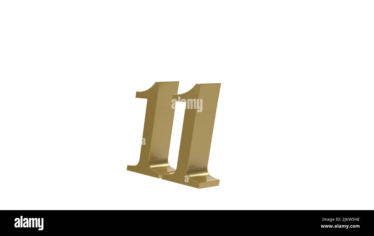 11 gold number eleven 3d illustration render Stock Photo - Alamy