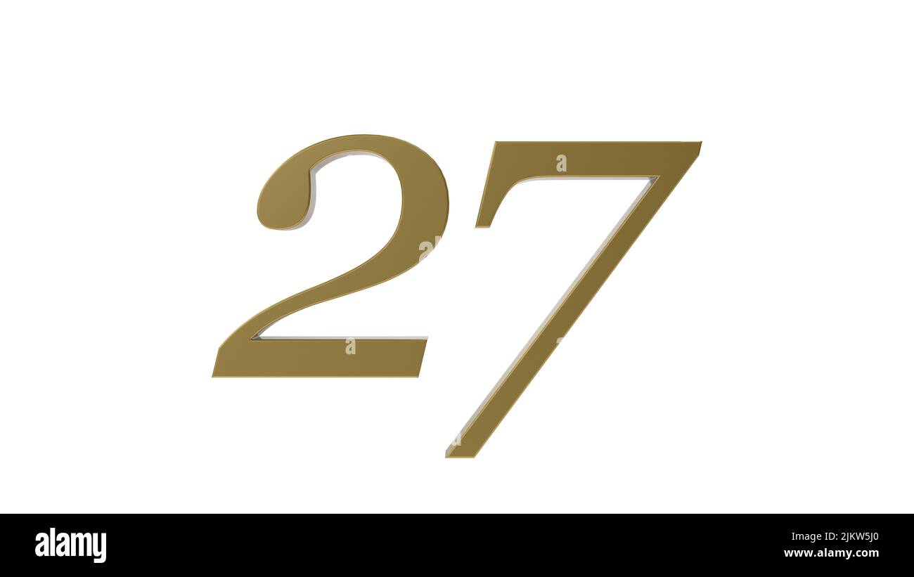 gold 27 number 3d illustration render Stock Photo - Alamy