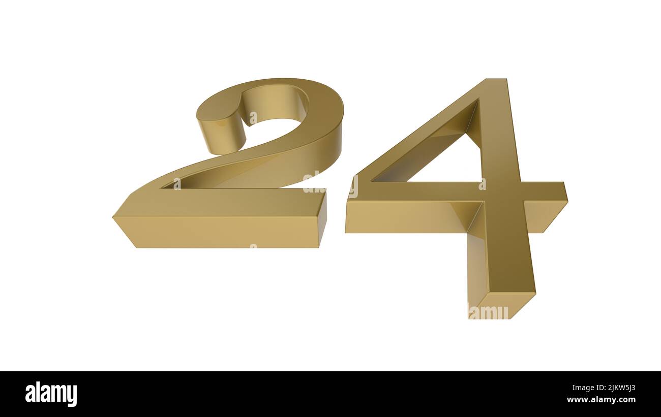 gold 24 number 3d illustration render Stock Photo - Alamy