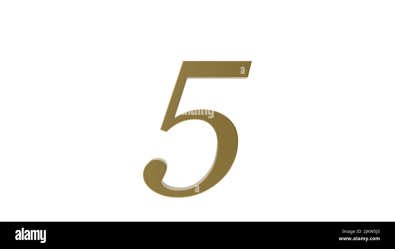 5 five gold number 3d illustration render Stock Photo - Alamy