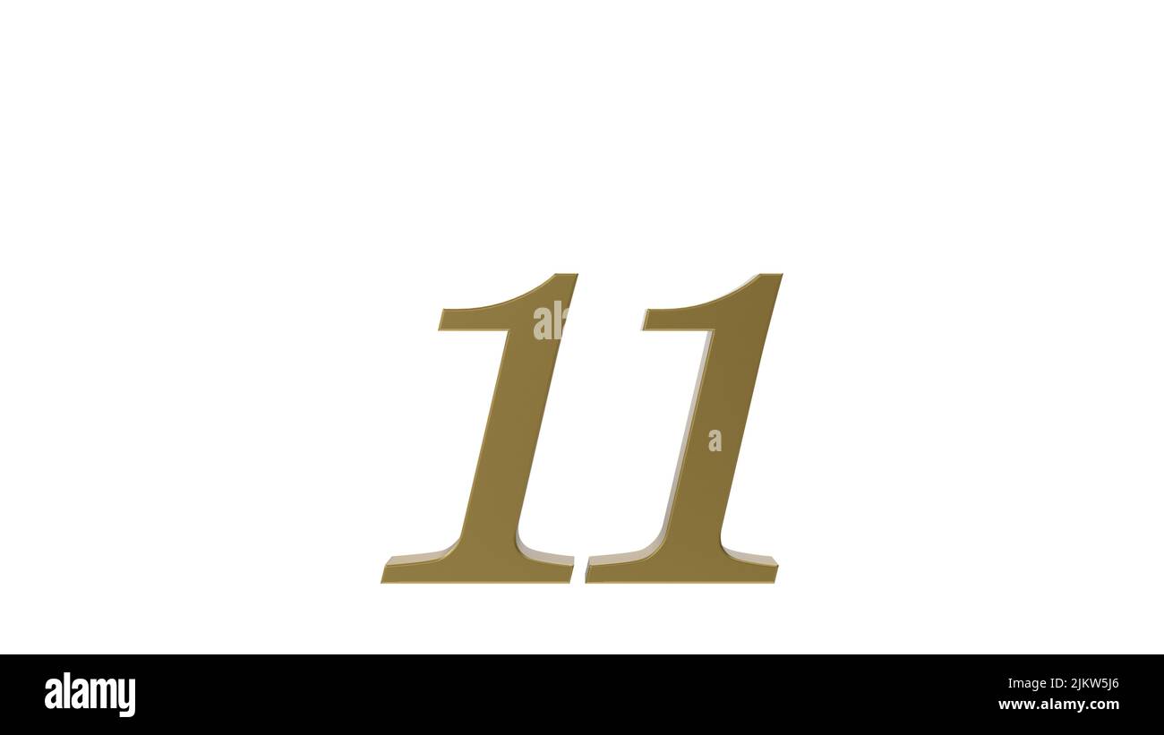 11 gold number eleven 3d illustration render Stock Photo - Alamy