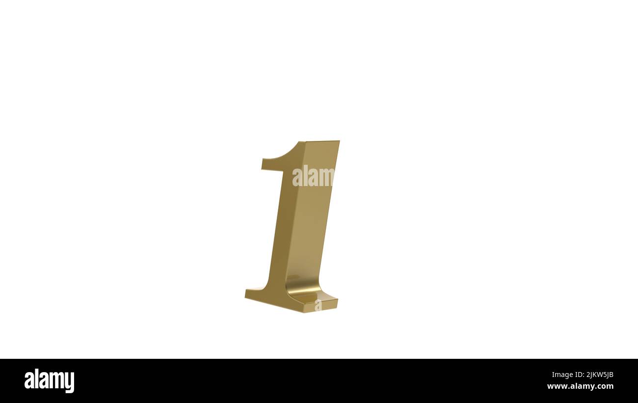 one gold 1 number 3d illustration render Stock Photo - Alamy