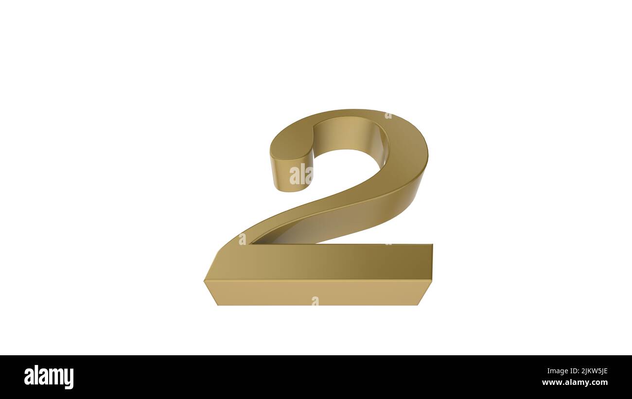 gold 2 two number 3d illustration render Stock Photo - Alamy