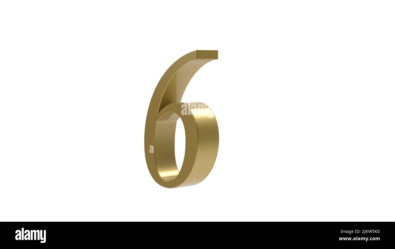 gold 6 six number 3d illustration render Stock Photo - Alamy