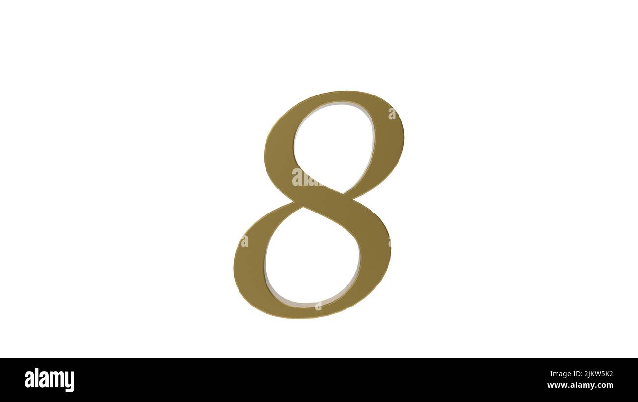 gold 8 number eight 3d illustration render Stock Photo - Alamy
