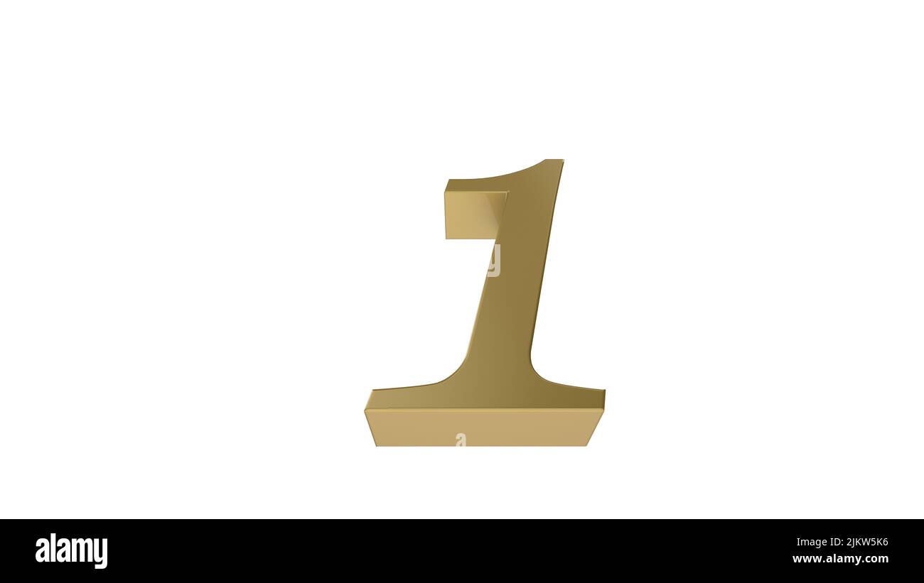 one gold 1 number 3d illustration render Stock Photo - Alamy