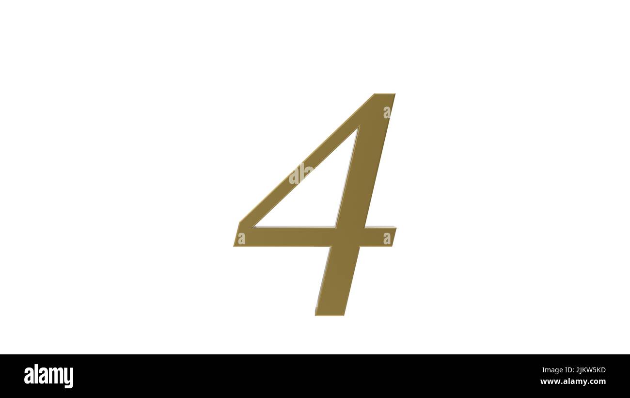 gold four 4 number 3d illustration render Stock Photo - Alamy