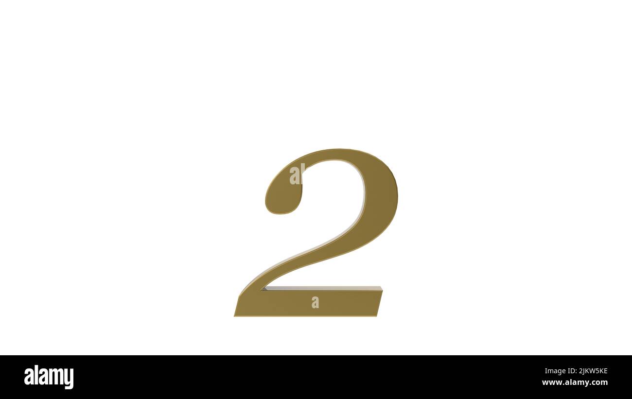 gold 2 two number 3d illustration render Stock Photo - Alamy