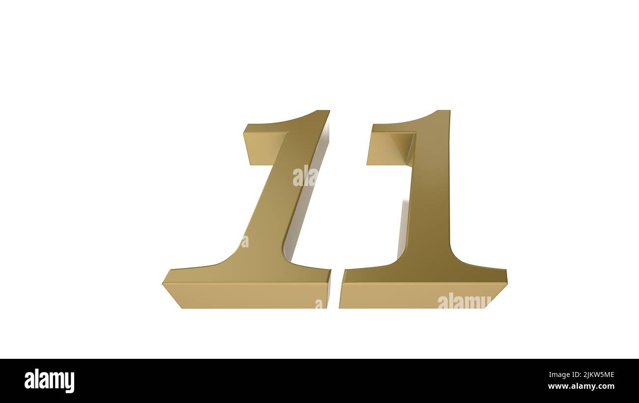 11 gold number eleven 3d illustration render Stock Photo - Alamy