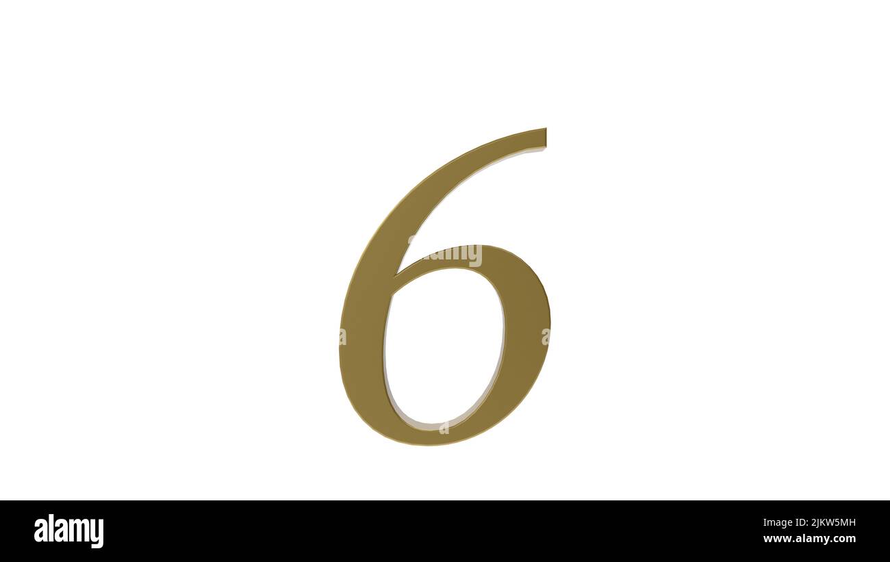 gold 6 six number 3d illustration render Stock Photo - Alamy