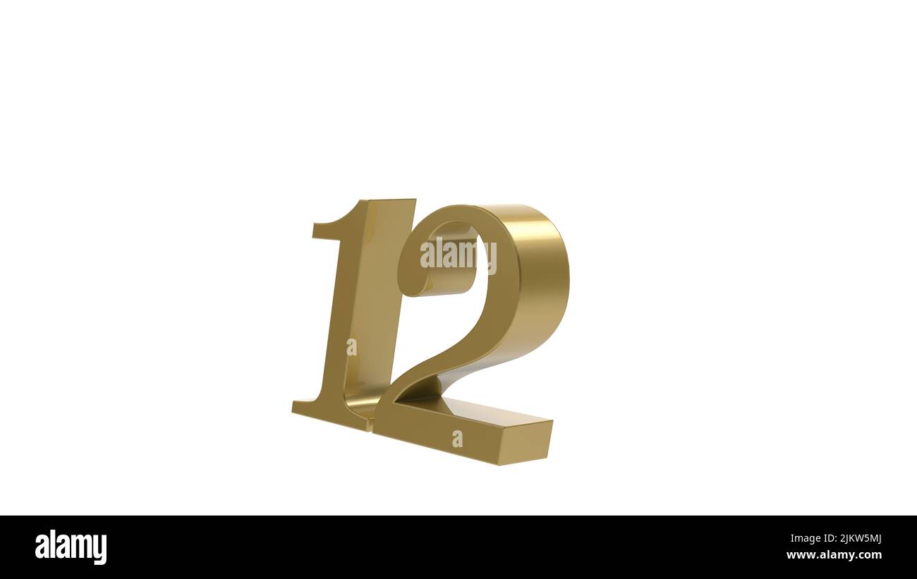 gold number twelve 3d illustration 12 render Stock Photo - Alamy