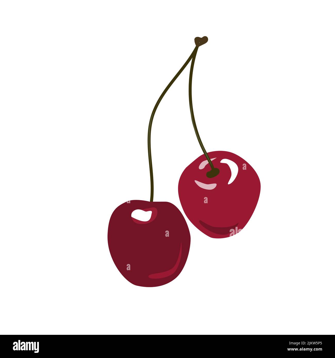 Fresh cartoon red pair cherries. Icon or logo emblem isolated on white ...