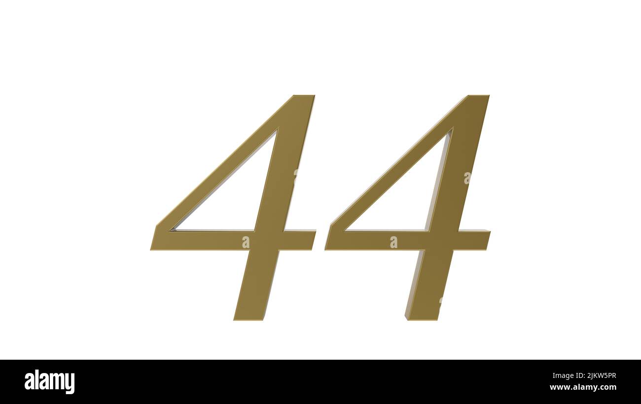 44 gold number 3d illustration render Stock Photo - Alamy